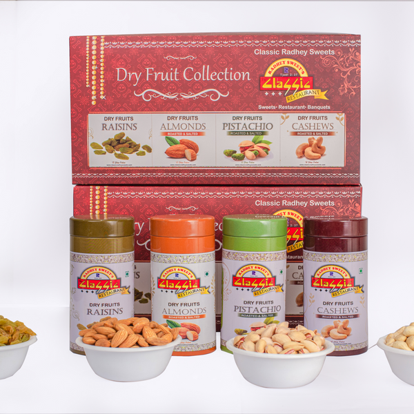 Assorted Dry Fruits Collection (4 Tins) - Classic Radhey Sweets
